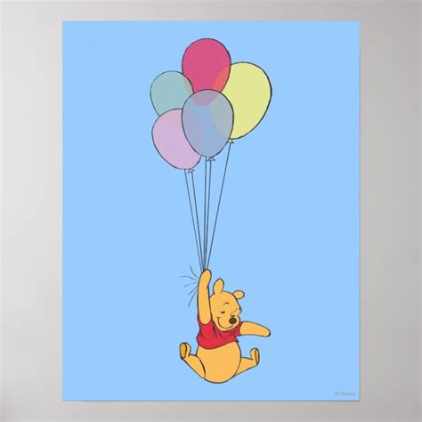 Winnie The Pooh And Balloons Poster