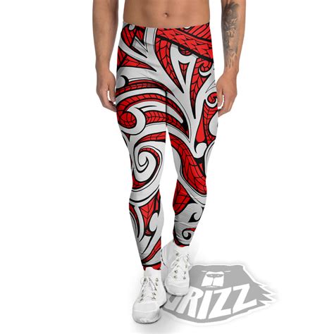 Maori Tribal Polynesian Kowhaiwhai Print Mens Leggings