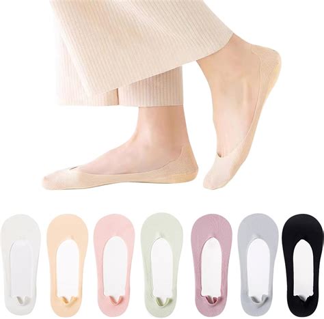 Women No Show Socks 7 Pairs Non Slip Low Cut Liner Socks Breathable