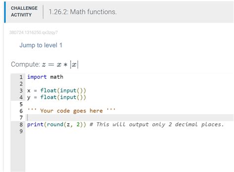 Solved CHALLENGE ACTIVITY Math Functions Chegg