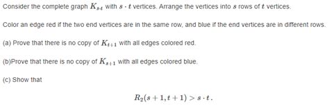 solved consider the complete graph ks t with s t vertices