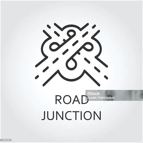 Label Of Road Junction Icon Drawn In Outline Style Stock Illustration Download Image Now Istock