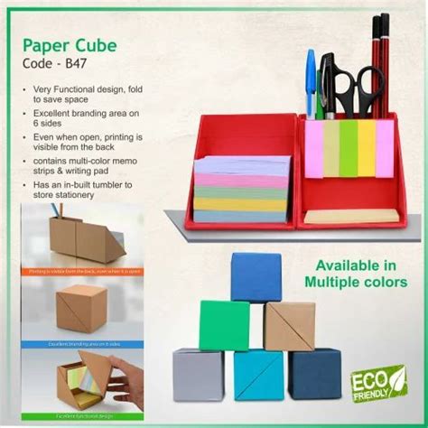 B47 Paper Memo Cube With Sticky Notes Memo Colour Slips And Pen Stand