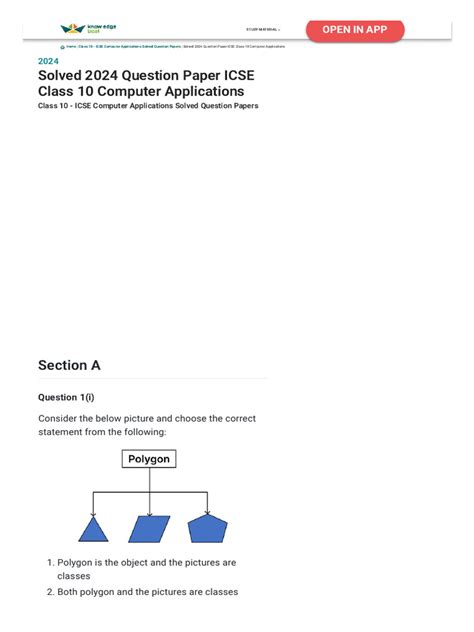 Solved 2024 Question Paper Icse Class 10 Computer Applications Pdf