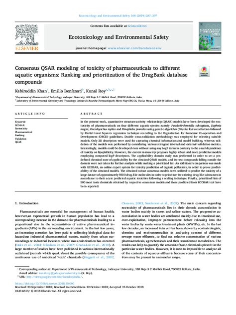 Pdf Consensus Qsar Modeling Of Toxicity Of Pharmaceuticals To
