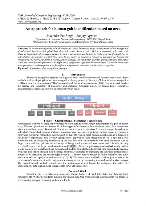 An Approach For Human Gait Identification Based On Area Pdf
