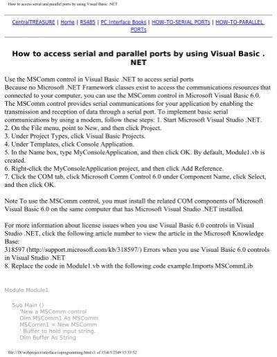 How To Access Serial And Parallel Ports By Using Visual Basic Net