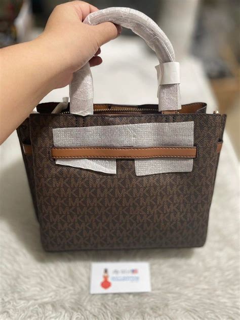 Michael Kors Emilia Small Logo Satchel in Signature Brown on Carousell