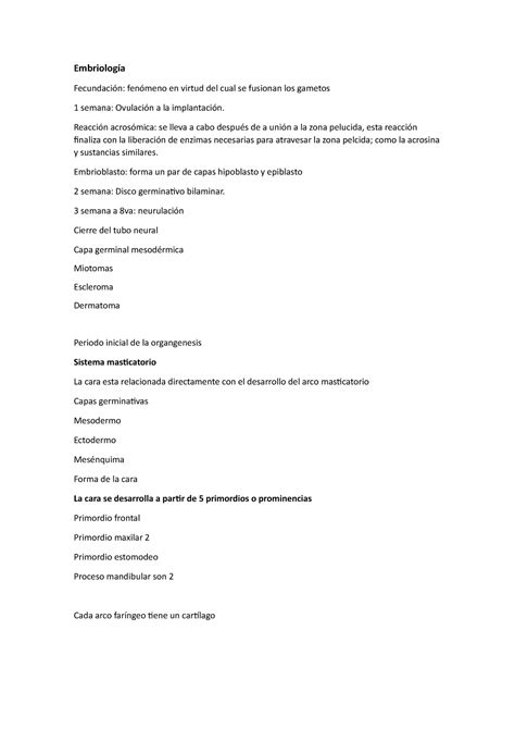 Cabeza Y Cuello Apuntes Embriología Fecundación Fenómeno En Virtud