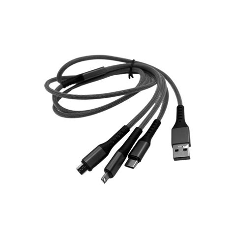 Andowl Regular USB To Lightning Type C Micro USB 1 2m Cable Black