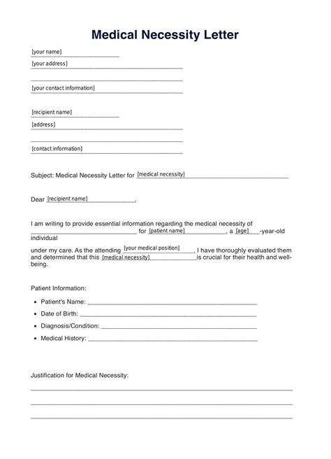 Letter Of Medical Necessity Template