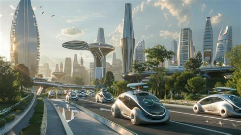 Premium Photo A Futuristic Cityscape With Autonomous Vehicles And Aicontrolled Infrastructur