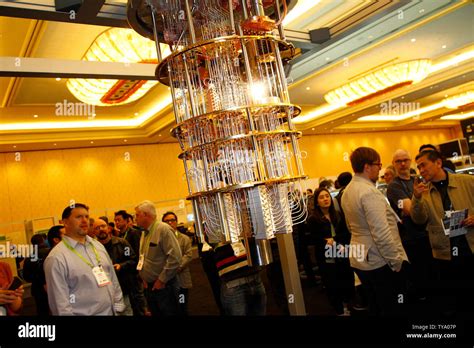 Attendees View A Prototype Of IBM S 50 Qubit Quantum Computer During The 2018 CES At The Sands