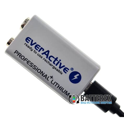 Аккумулятор Крона Li-ion Everactive 9V 550mah с зарядкой от micro USB ...