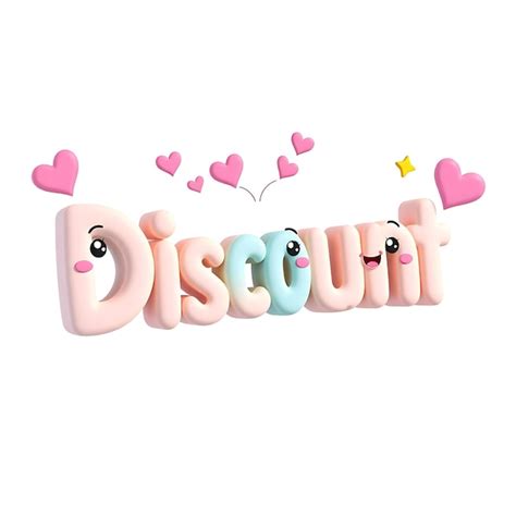 Cute 3d Text Discount Winks Playfully Letters With Cartoonish Eyes And Smiles Hearts And Stars