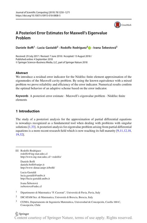 A Posteriori Error Estimates For Maxwells Eigenvalue Problem Request Pdf