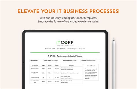 IT KPI Key Performance Indicator Tracker Template In Word PDF