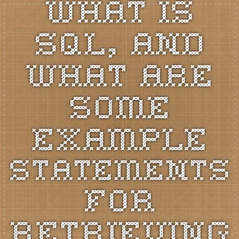 Sql Example Statements For Data Retrieval