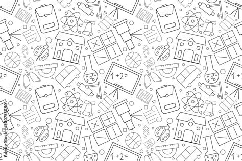 Vector School Pattern School Seamless Background Stock Vector Adobe