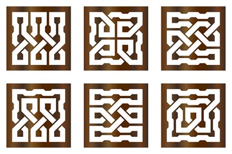 장식 기하학적 켈트 매듭 패턴으로 설정된 컷아웃 실루엣 패널 인쇄 레이저 절단 스텐실 인그레이빙을 위한 템플릿 벡터 그림입니다 레이저에 대한 스톡 벡터 아트 및 기타 이미지