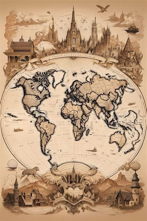 Vintage World Map Poster 2 Etsy