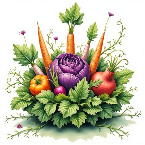 Free Royal Vegetable Crown Image Vegetables Watercolor Cabbage Download At Stockcake