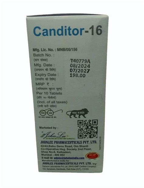 Canditor 16mg Tablets At ₹ 198strip Mumbai Id 2855821610562