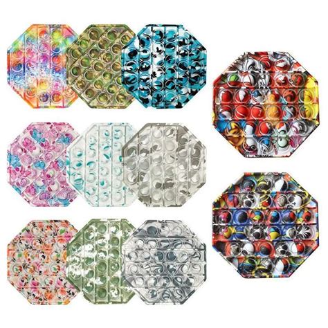 Camouflage Rainbow Fidget Toy Sensory Push Bubble For Stress Relief