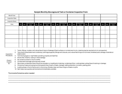 County Of San Diego California Sample Monthly Aboveground Tank Or Container Inspection Form