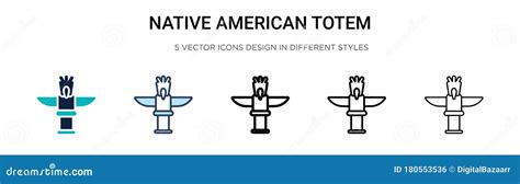 Native American Totem Icon In Filled Thin Line Outline And Stroke