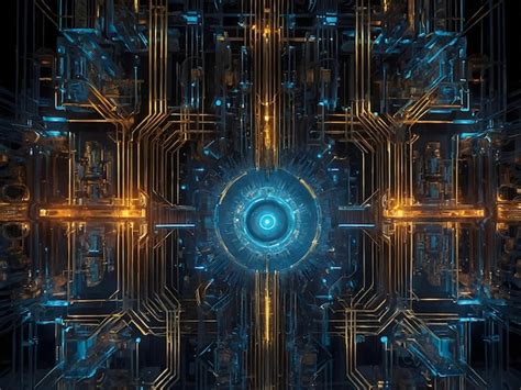 futuristic quantum computing circuitry premium ai generated image
