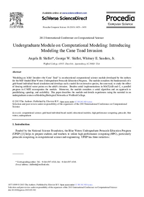 Pdf Undergraduate Module On Computational Modeling Introducing Modeling The Cane Toad Invasion