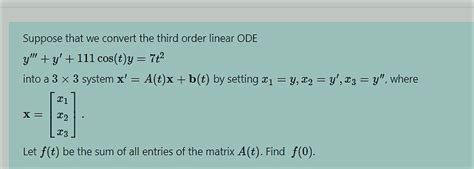 solved suppose that we convert the third order linear ode y