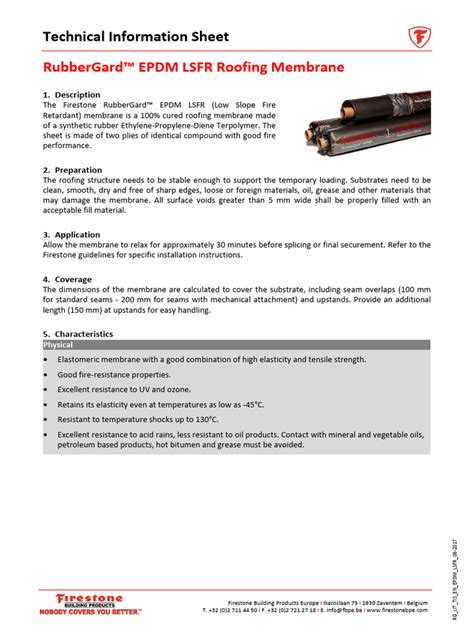 Firestone Epdm Tds En 2020 Pdf Membrane Materials