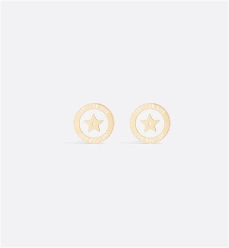 Dior Night Code Earrings Gold Finish Metal Sparkling Crystals And
