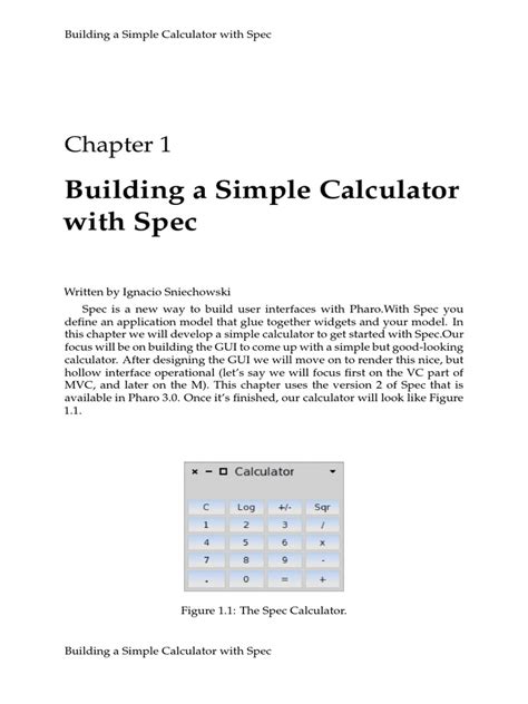 a calculator in pharo smalltalk using spec pdf widget gui