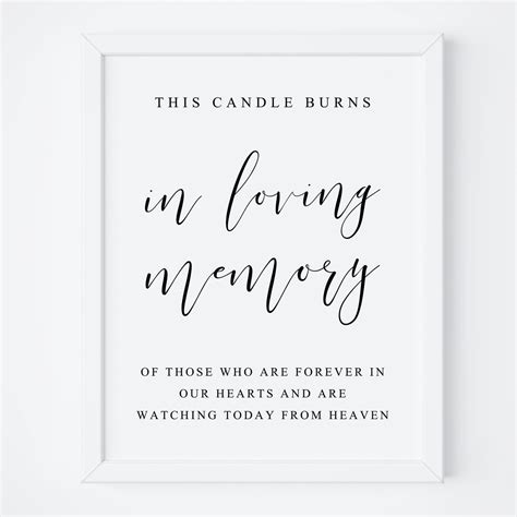 This Candle Burns In Loving Memory Wedding Sign In Loving Memory