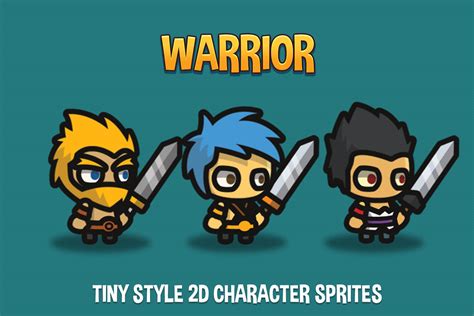 Warrior Tiny Style 2d Character Sprites