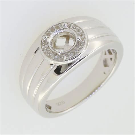Mens Sterling Silver Semi Mount Ring Setting Square Round Rd 6x6mm W