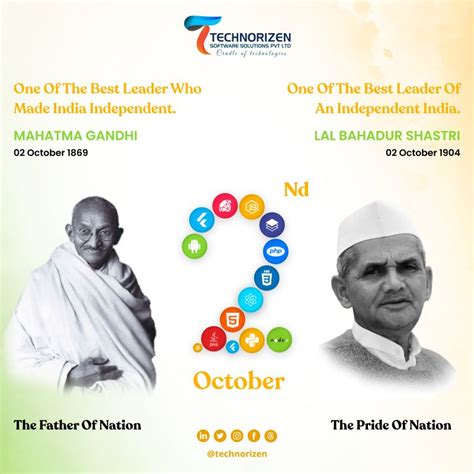 Gandhijayanti Shastrijayanti Peace Unity India Technorizen Siyatechnology Company Siya