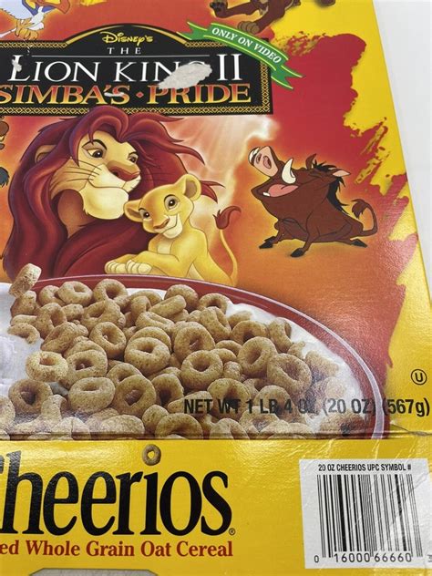 Vintage Cereal Box Cheerios Disney The Lion King Ii General Mills S1