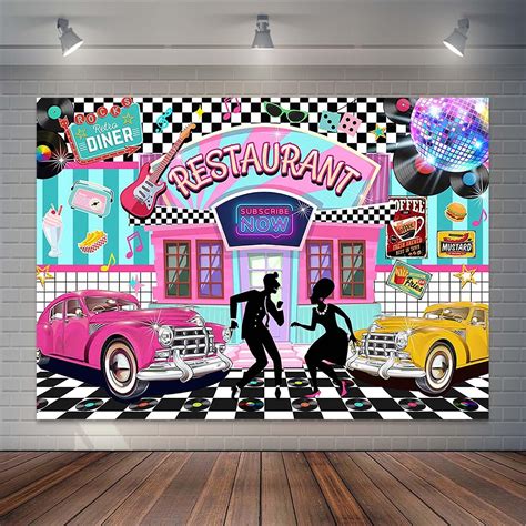 Joliaco Back To The 50s Backdrop Classic Rock Roll Diner