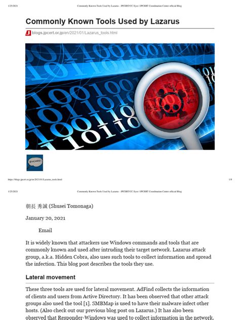 Commonly Known Tools Used By Lazarus Pdf Malware Cyberspace