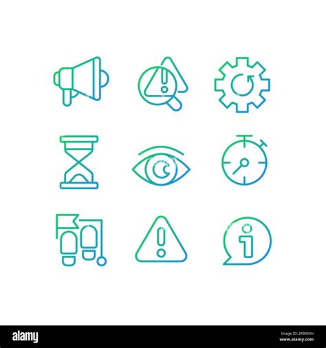 Business Process Timing Pixel Perfect Gradient Linear Vector Icons Set