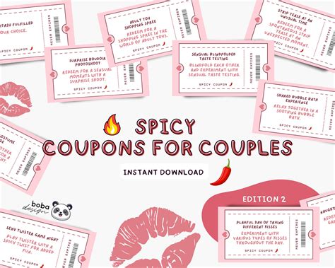 Spicy Love Coupons For Couple Funny Printable Date Ideas Funny
