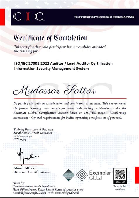 🌟 Congratulations Mudassar Sattar 🎉 🌟 Were Thrilled To See Your Achievement As An Isoiec