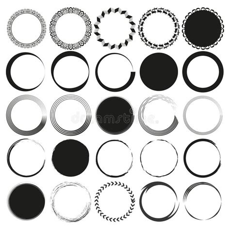Round Frames Collection Decorative Circle Elements Circular Frame Set