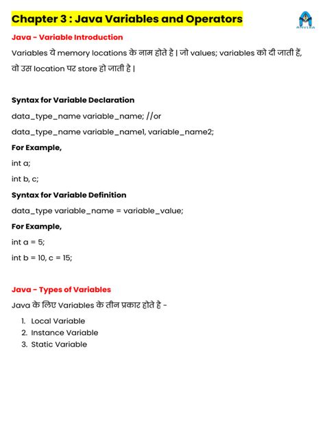 Java Variables And Operators Pdf Constructor Object Oriented Programming Programming