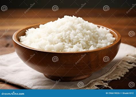 Wooden Bowl Of White Rice Stock Illustration Illustration Of White