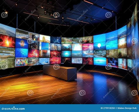 Dynamic Multimedia Display Video Wall With Multiscreen Images Stock Illustration Illustration